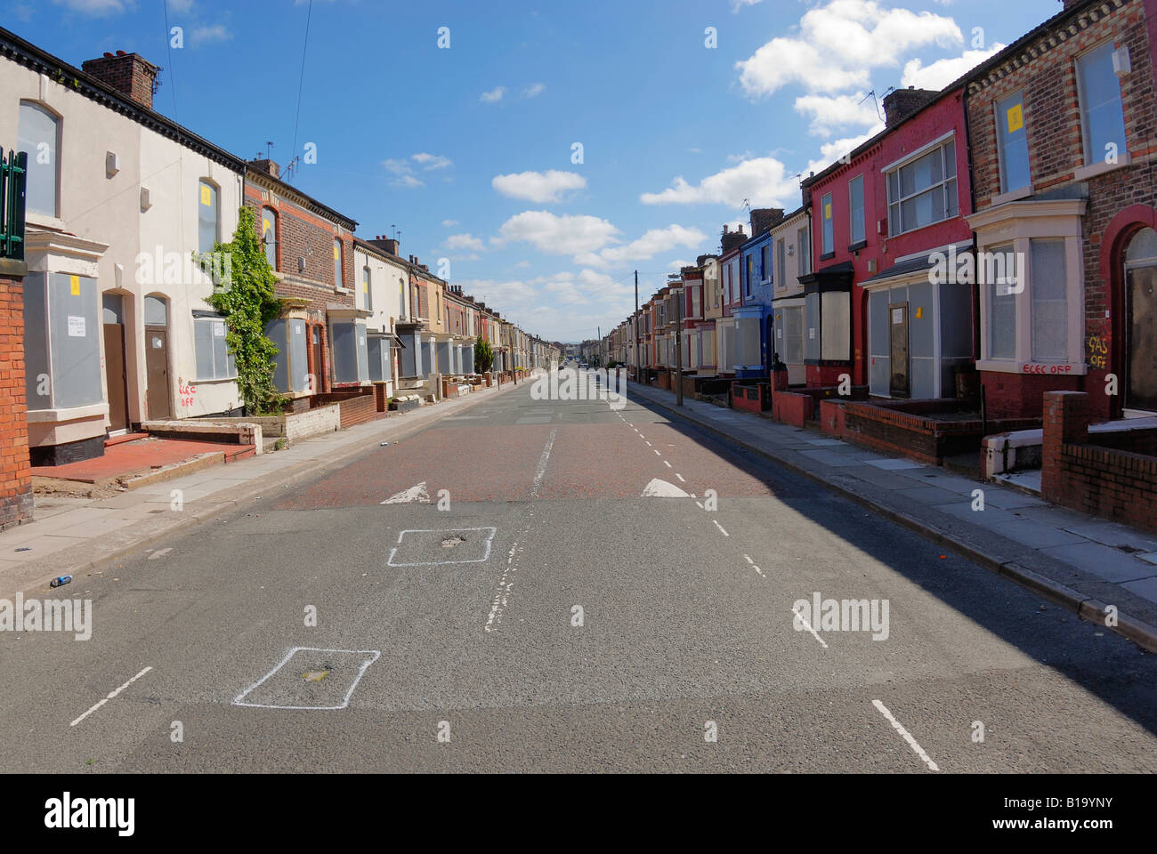 Housing in Granton Road in the Anfield district of Liverpool boarded up ...