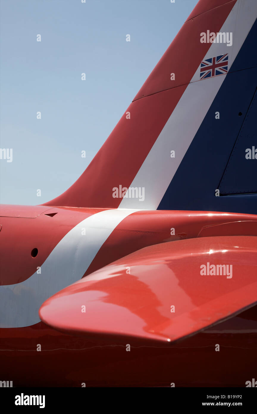 TAIL FUSELAGE OF AN RAF HAWK AIRCRAFT AT BIGGIN HILL AIRFIELD, KENT ...