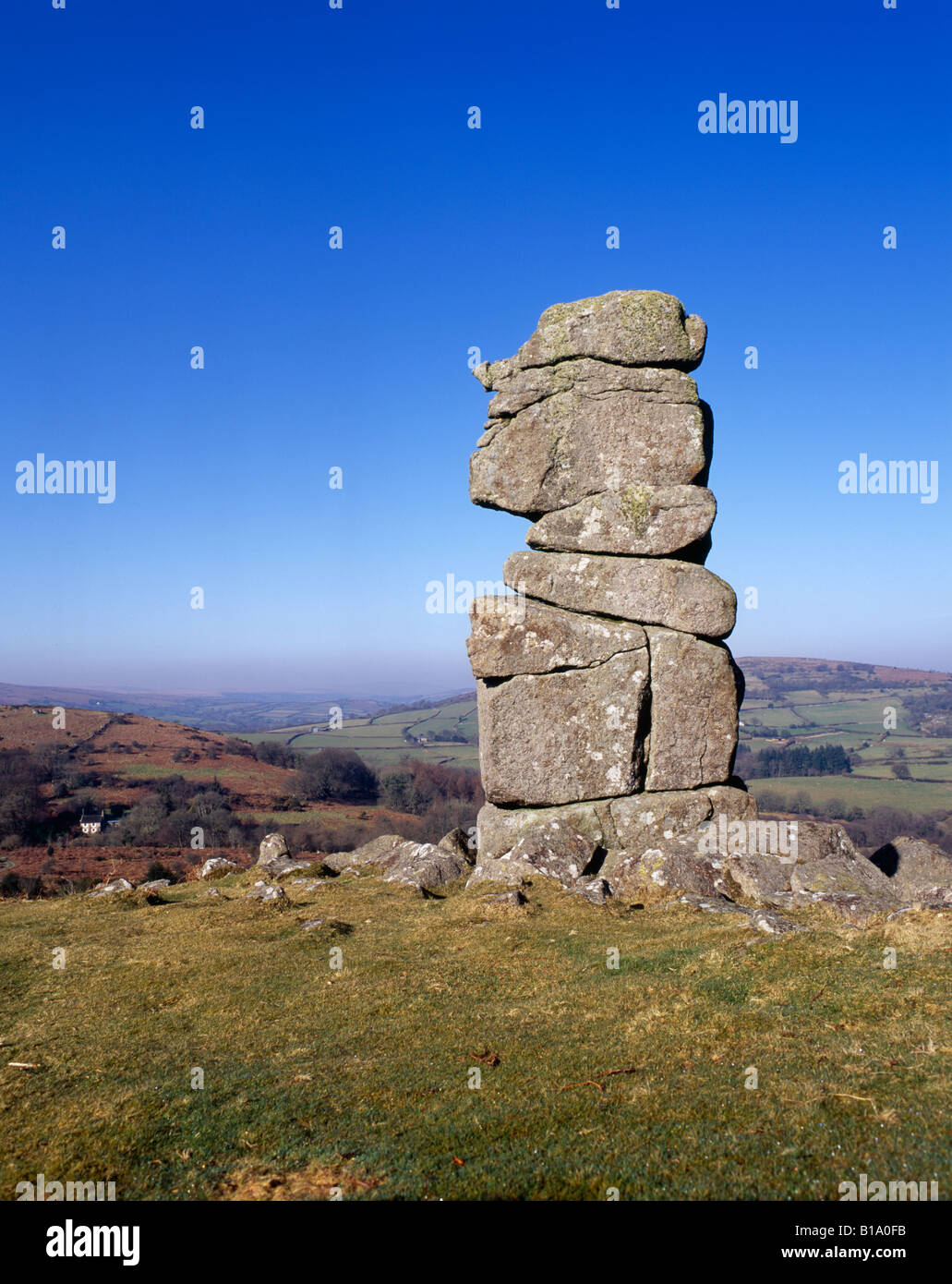 Bowermans Nose granite stack at Hayne Down in Dartmoor National Park ...