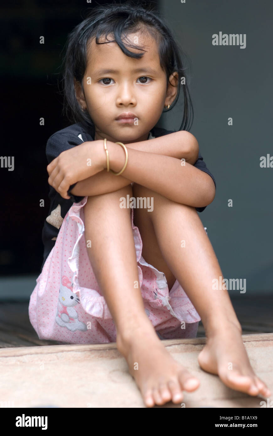 Cambodia Kampot girl in stilt village Stock Photo - Alamy