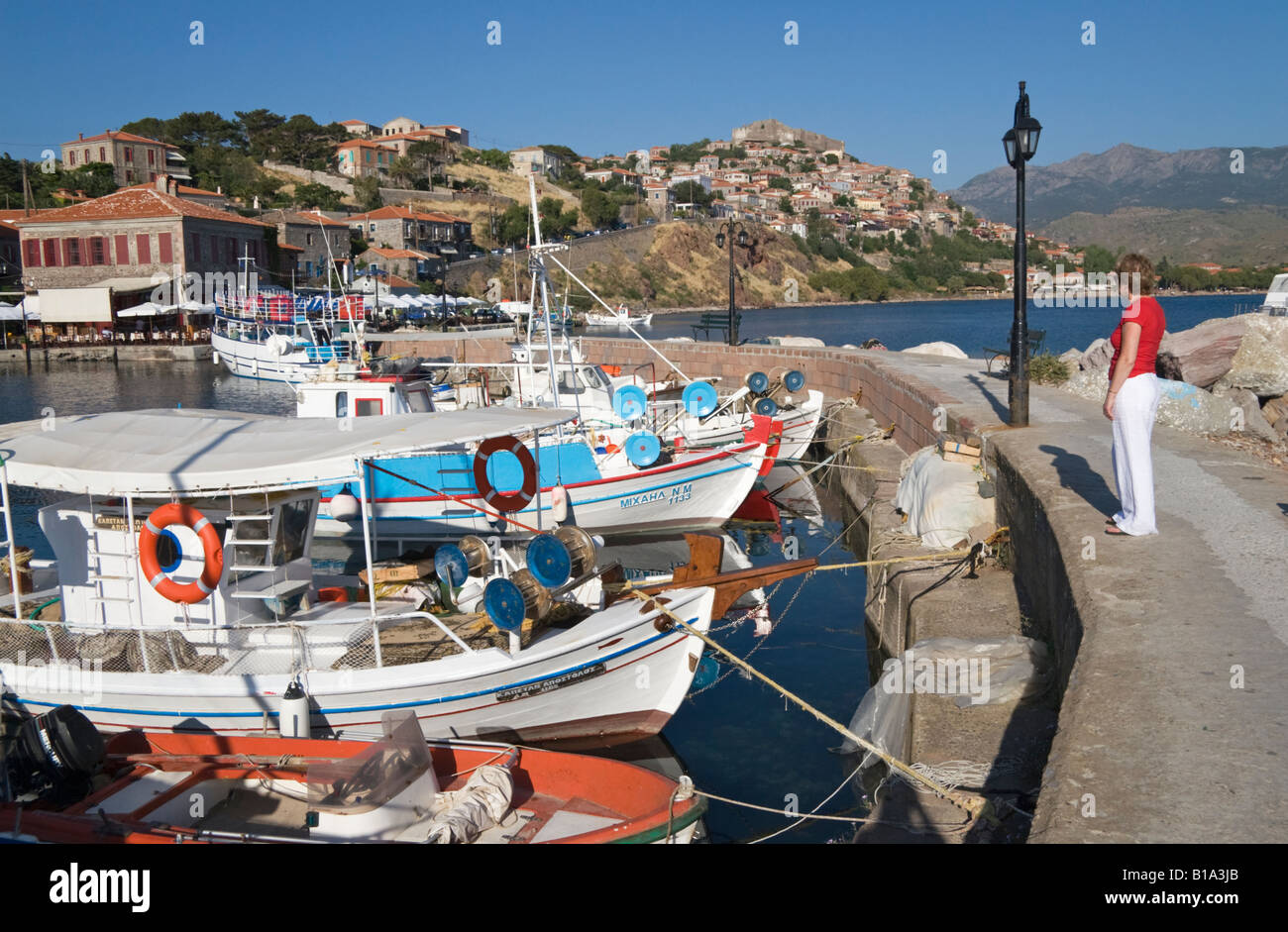 Lesvos Molyvos ( Mithymna ) Harbour Greece Stock Photo - Alamy