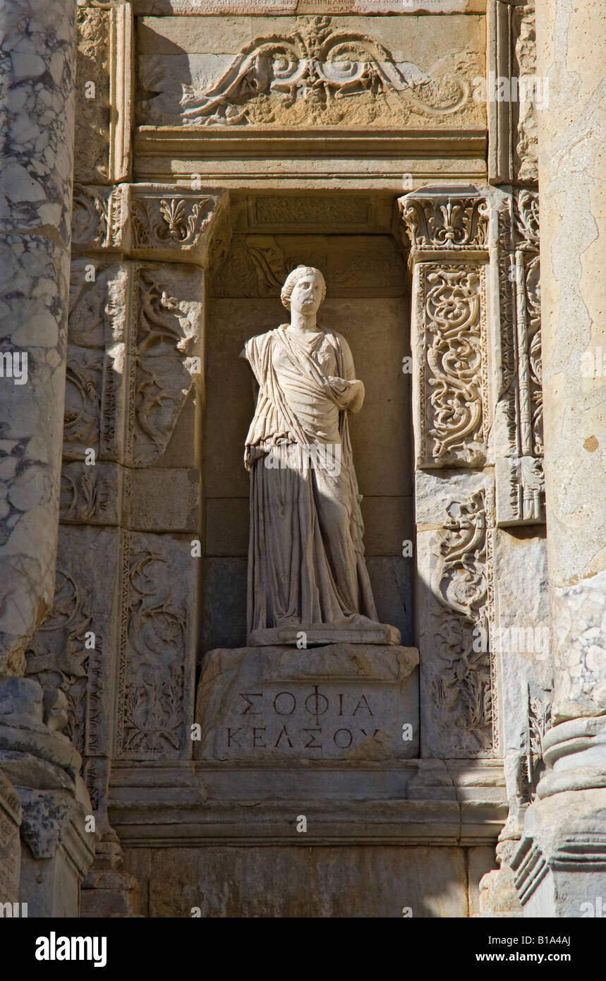 Close up of a statue by the Celsus Library. Ancient City of Ephesus ...