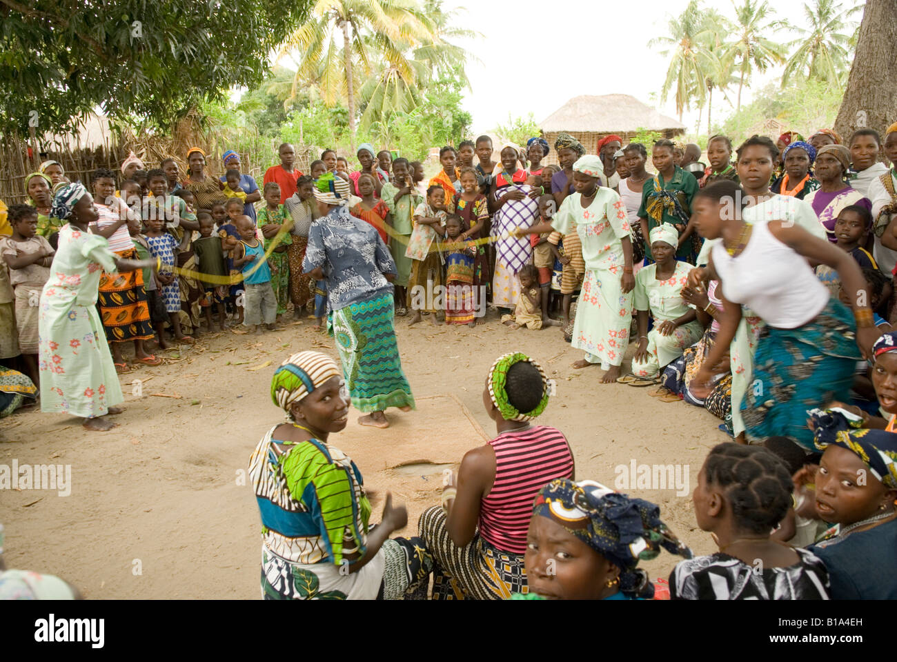 Female villagers in Cabo Delgado, northern Mozambique, perform a form ...