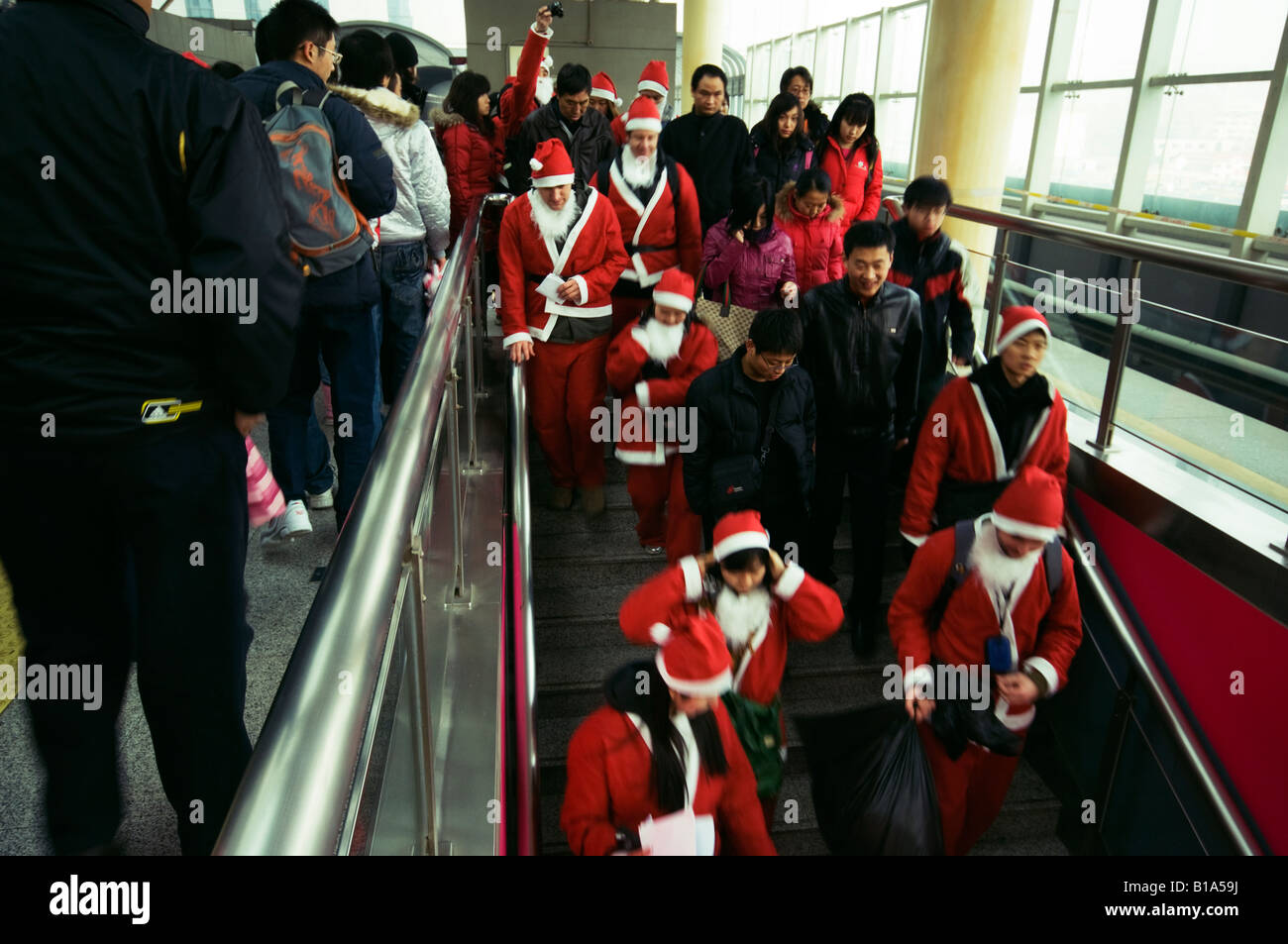 foreign and Chinese residents dressed up as Santa on Christmas Day ...