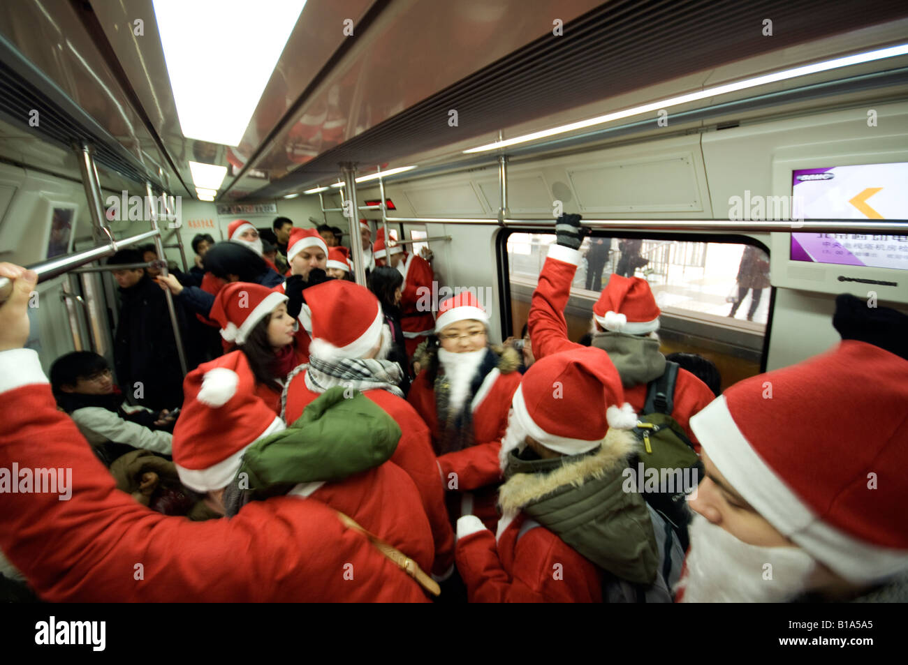 foreign and Chinese residents dressed up as Santa on Christmas Day ...