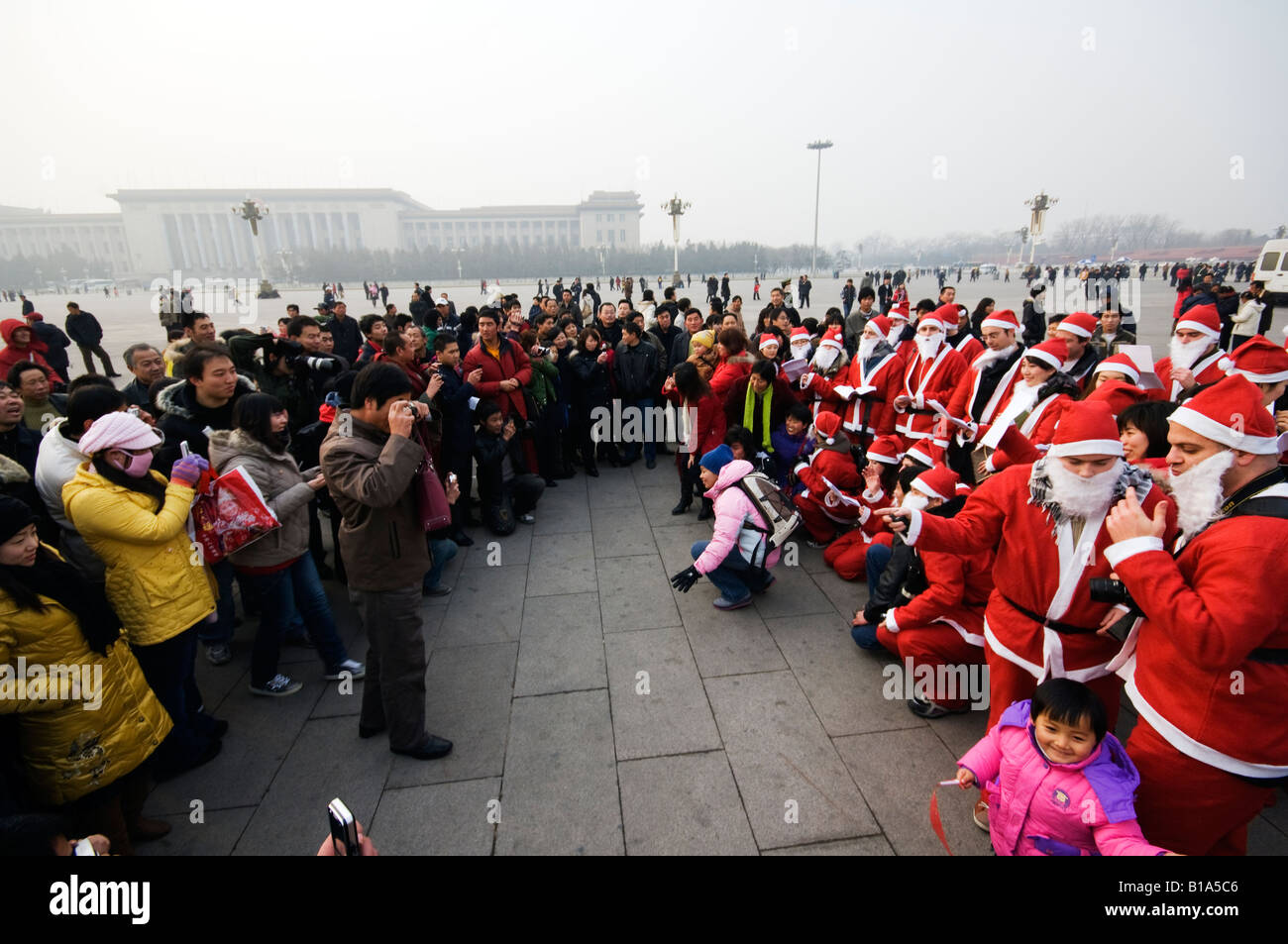 foreign and Chinese residents dressed up as Santa on Christmas Day ...