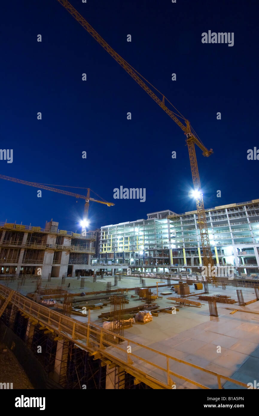Construction cranes rise above a new building site in the South Loop ...