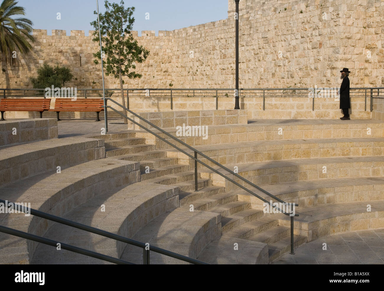 Israel Jerusalem Tsahal square Walls promenade Orthodox Jew standing ...