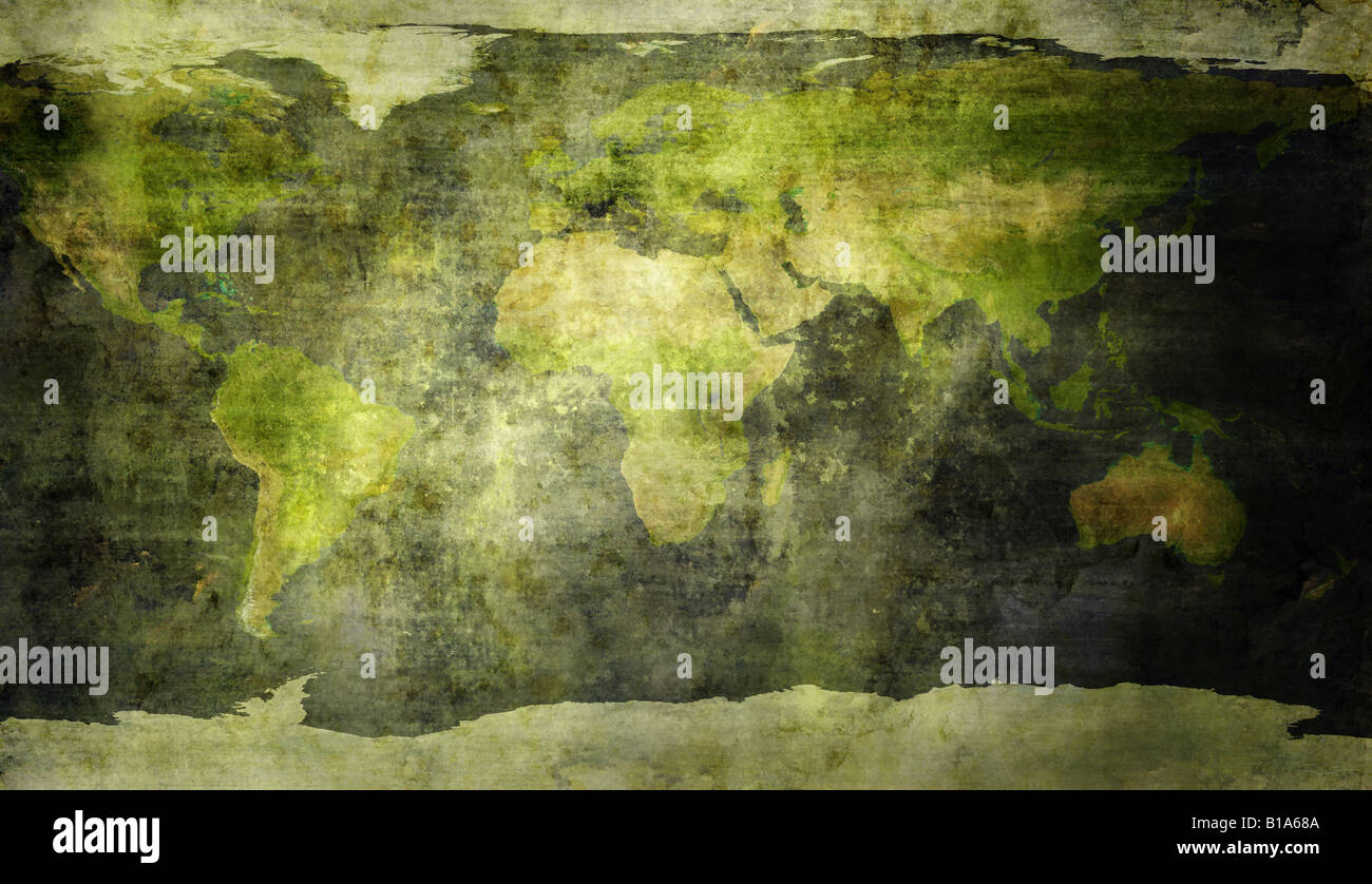 World map in grunge, vintage style Stock Photo - Alamy