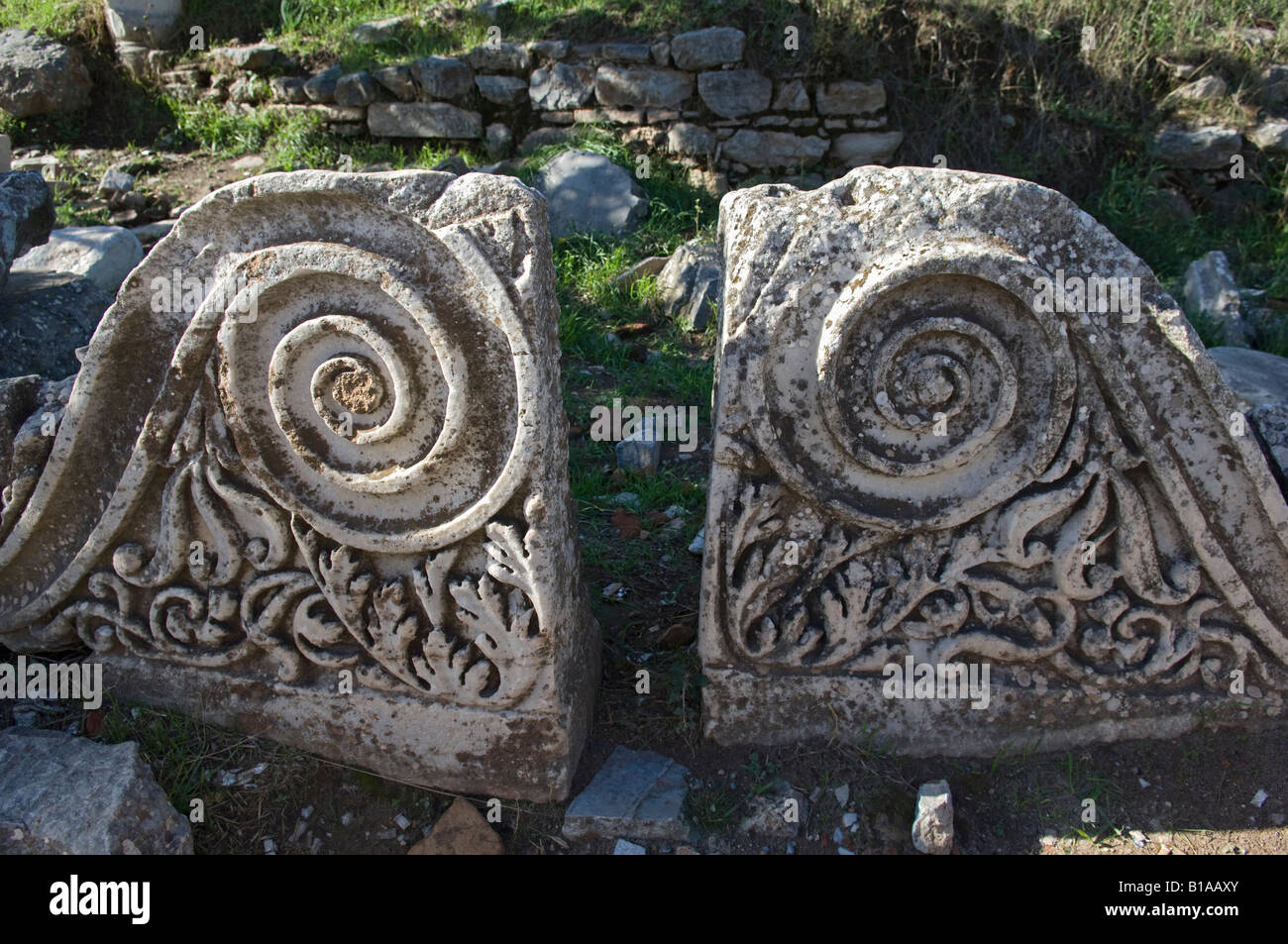 Close up of two sections of a Roman Ionic Capital. Ancient City of ...