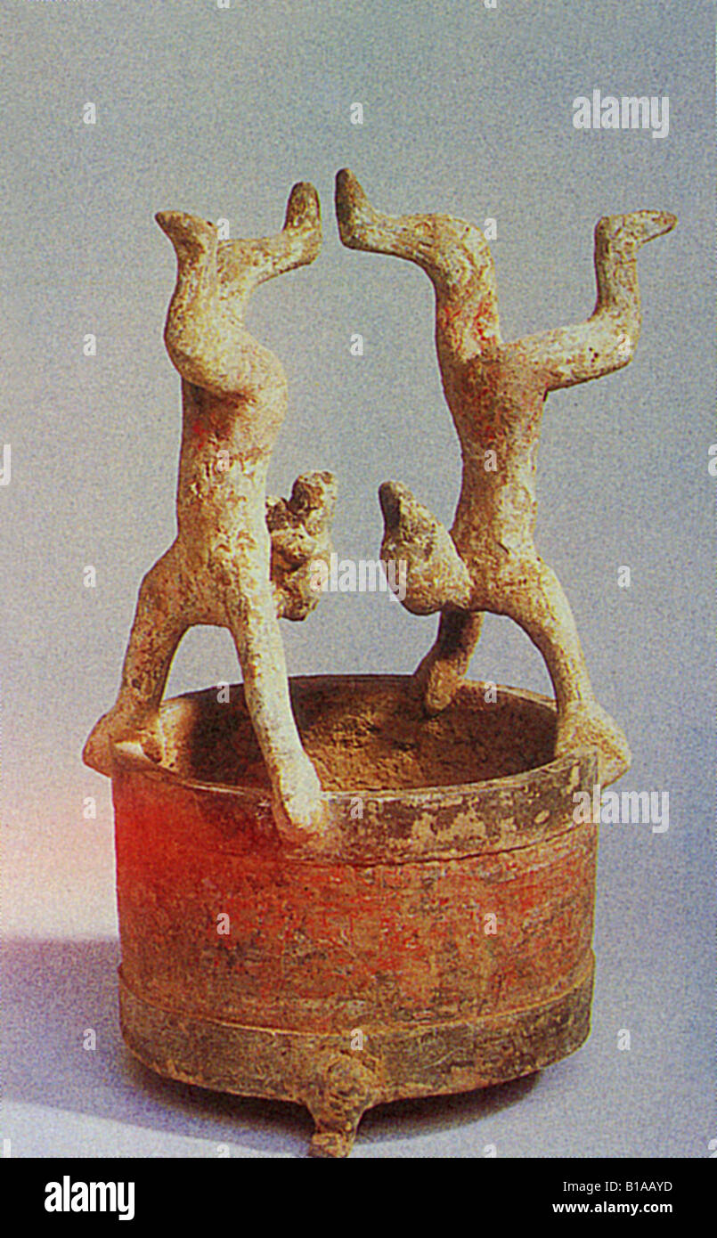 Terracotta ancient people practising traditional gymnastics Stock Photo ...