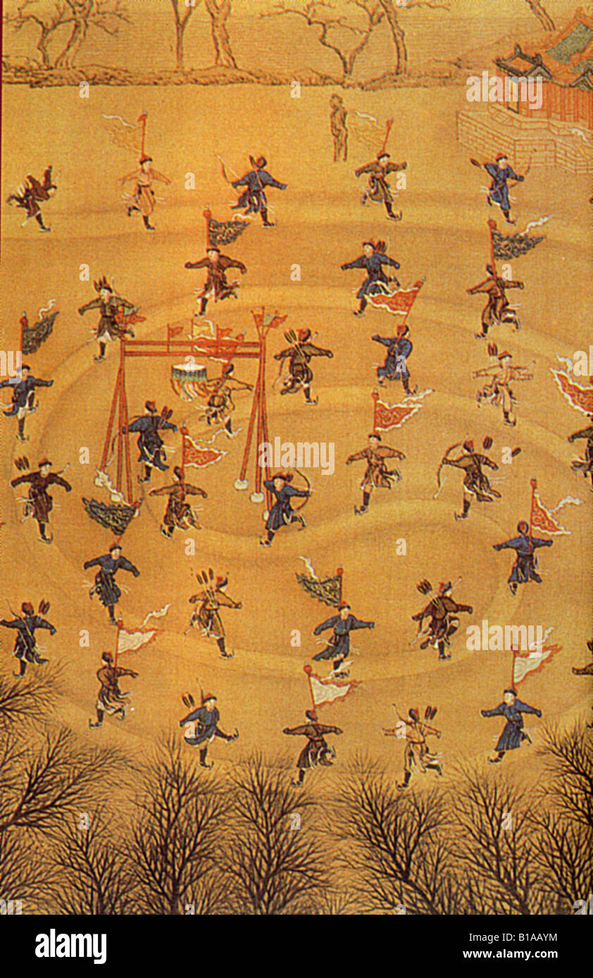 paint about group of ancient people skating Stock Photo - Alamy