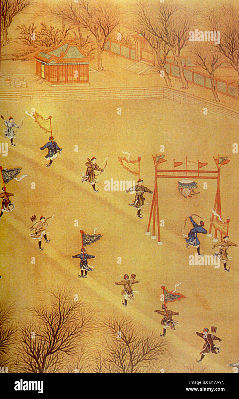 paint about group of ancient people skating Stock Photo - Alamy