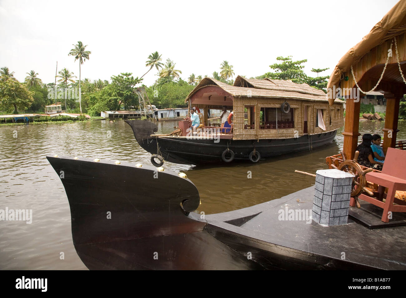 A houseboat on one of the canals near to Alappuzha in Kerala, India ...