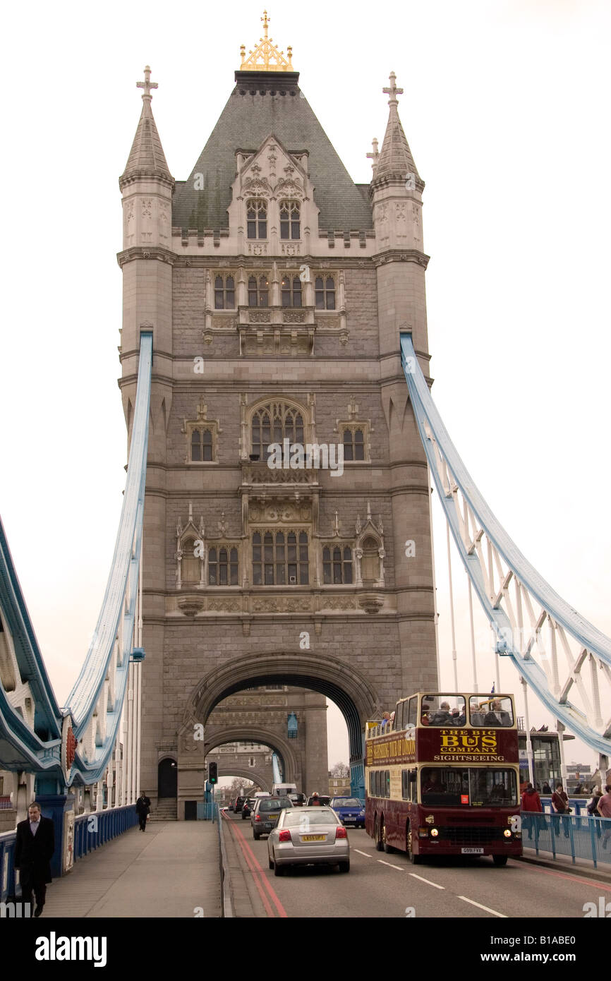 Pedestrians cross Tower Bridge in London Stock Photo - Alamy