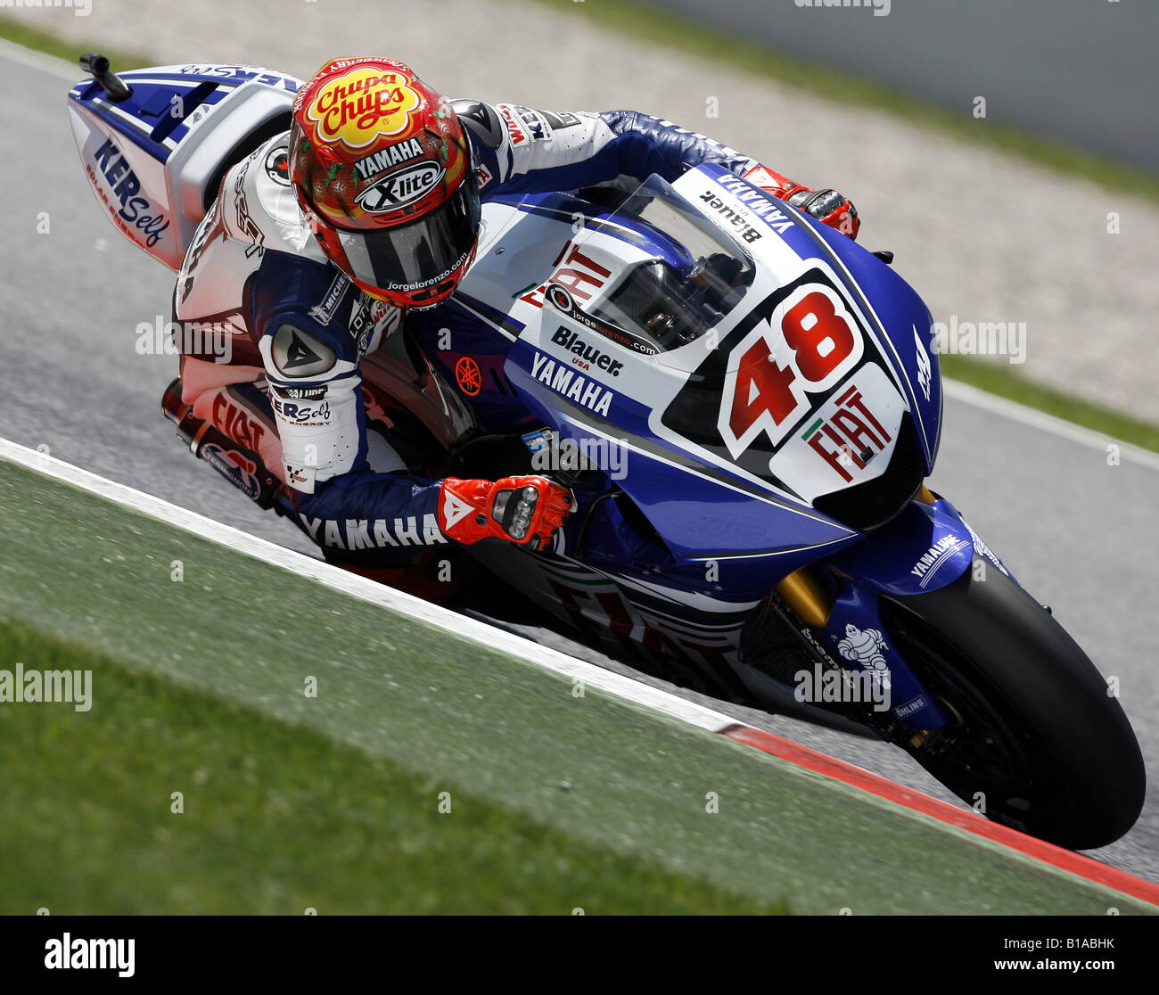 Jorge Lorenzo Spanish motorcycle racer on track at catalunya circuit ...