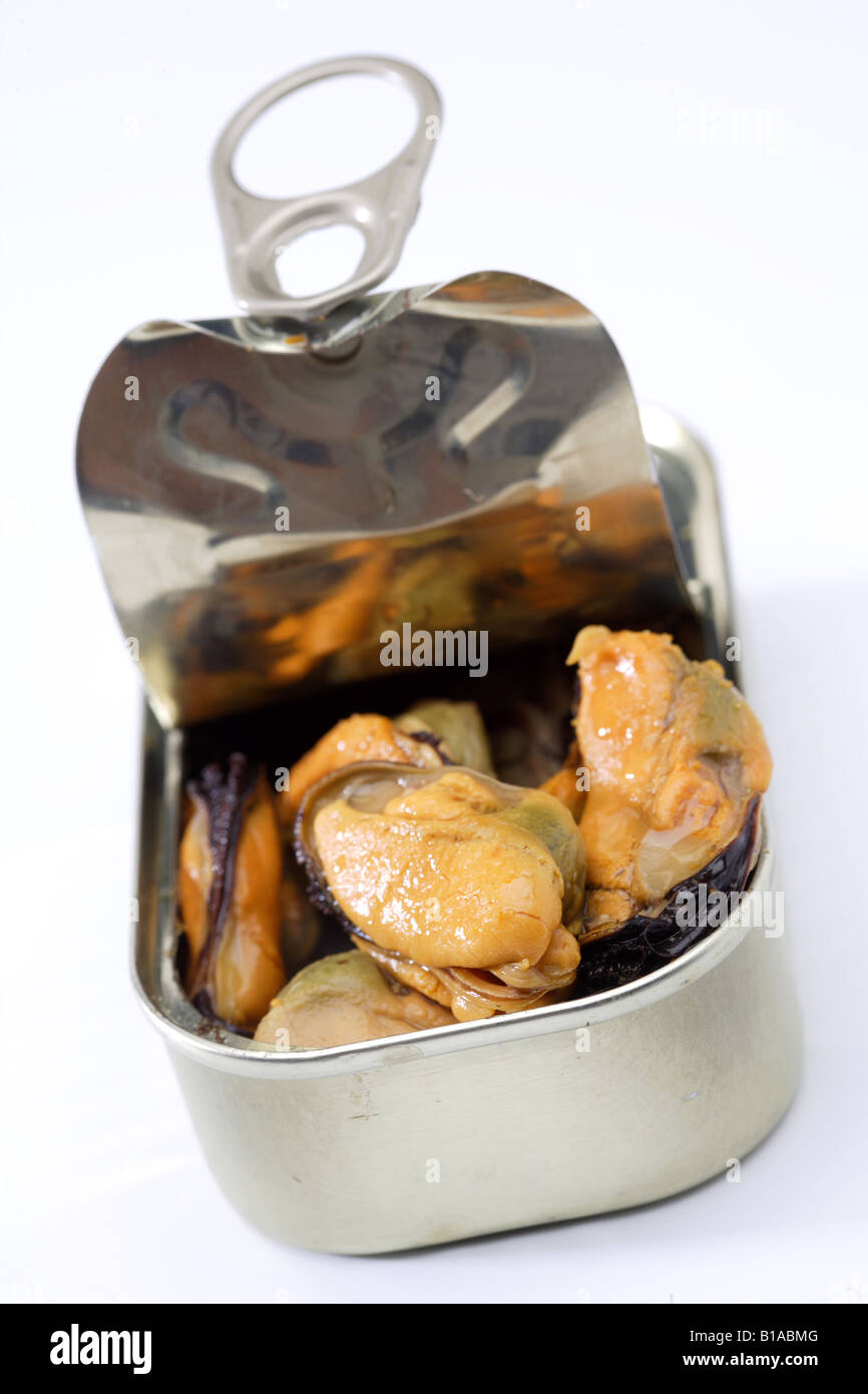 Canned mussels (vertical Stock Photo - Alamy