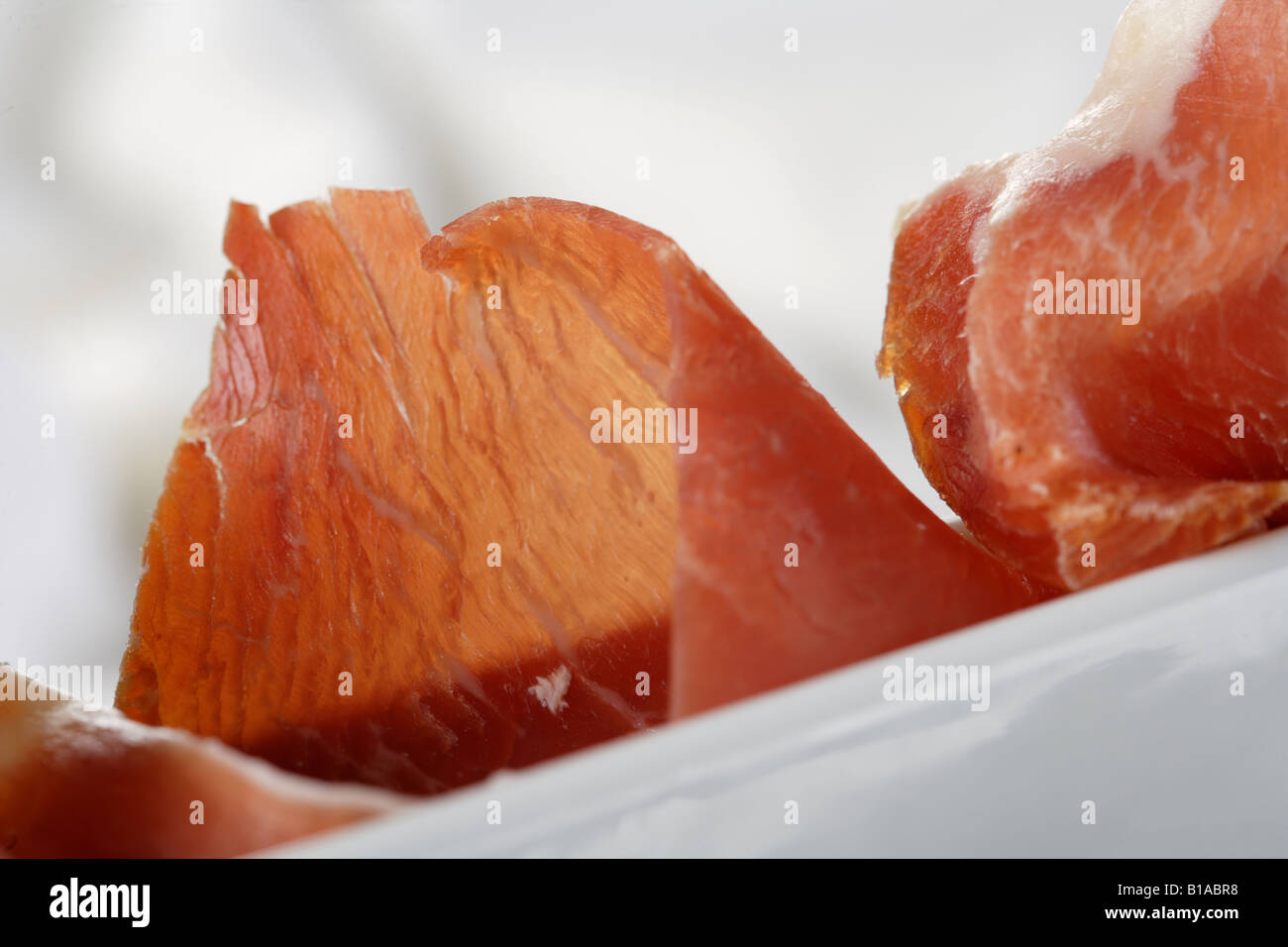 Close-up of Serrano ham slice Stock Photo - Alamy