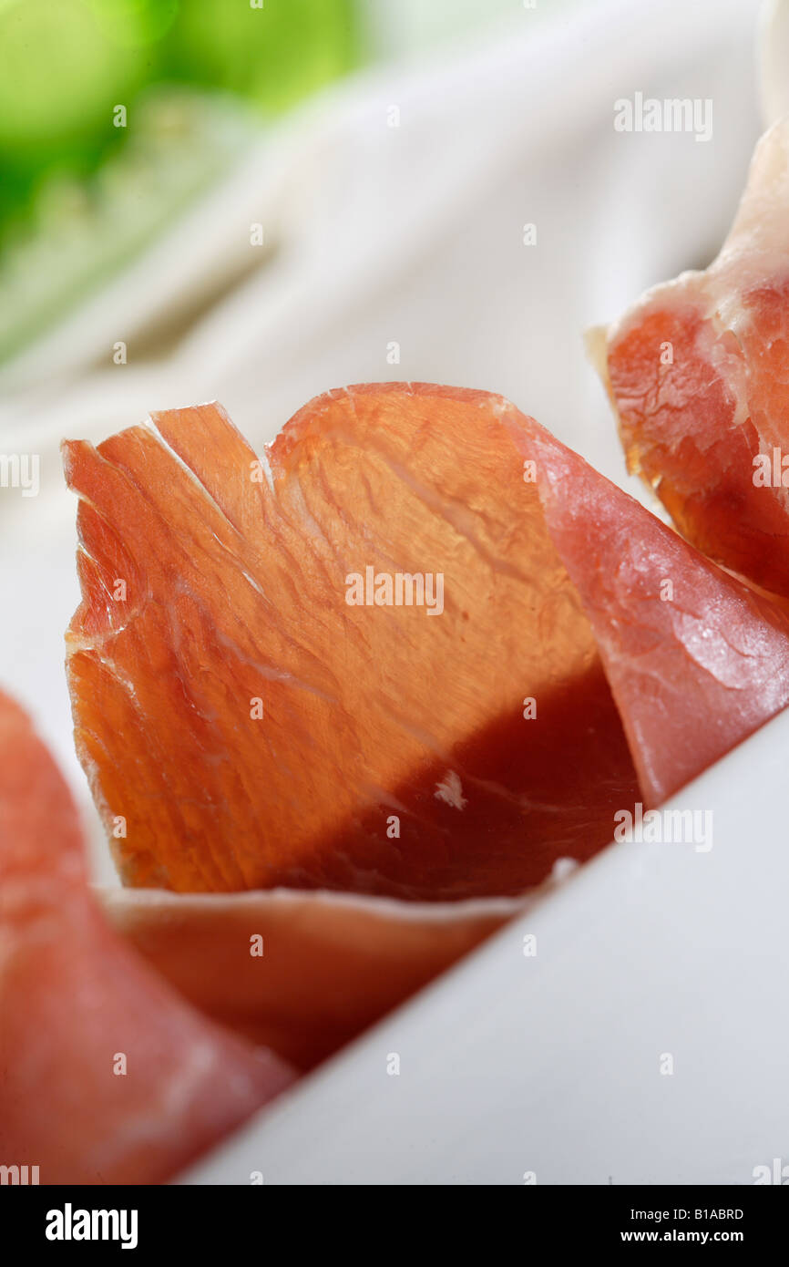 Close-up of Serrano ham slices (vertical Stock Photo - Alamy