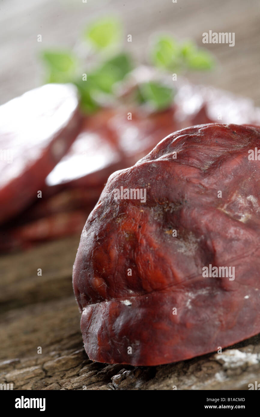 Close-up of sliced Iberian morcon loin (vertical Stock Photo - Alamy