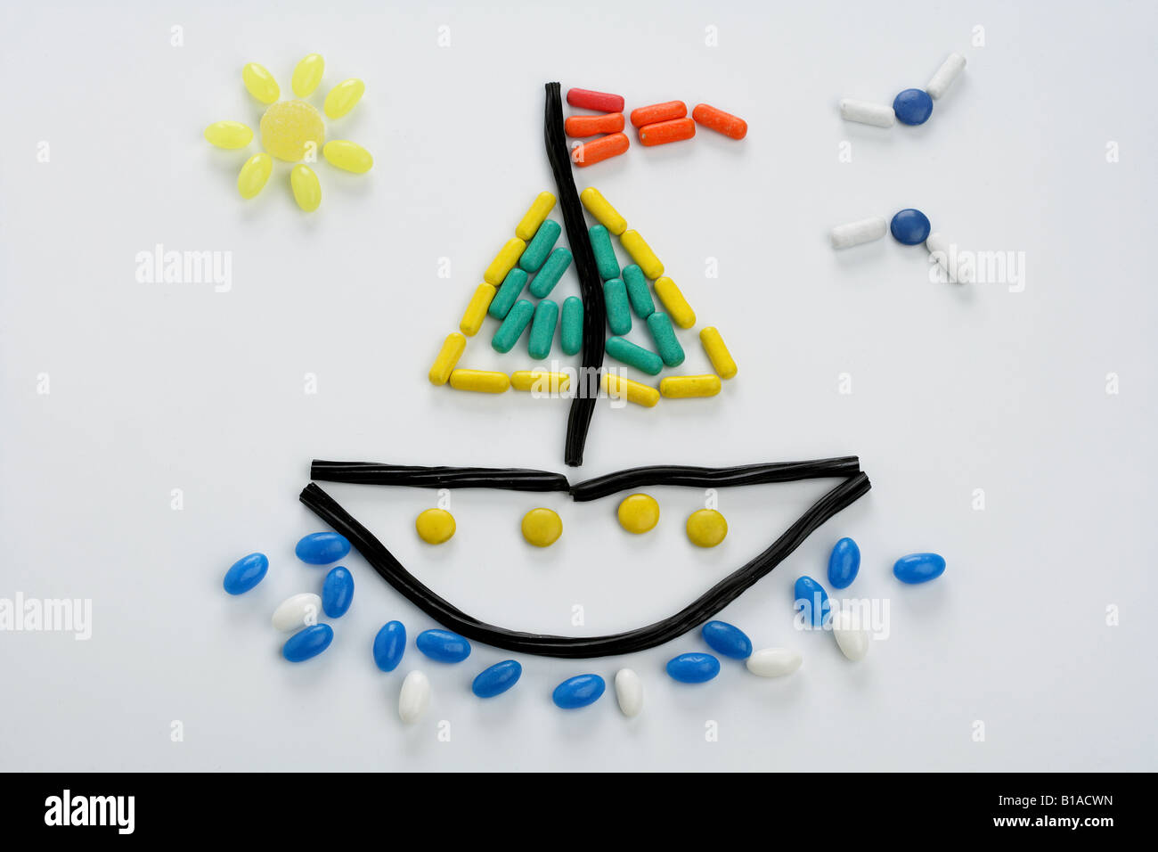 Boat made of candies (zhenital Stock Photo - Alamy