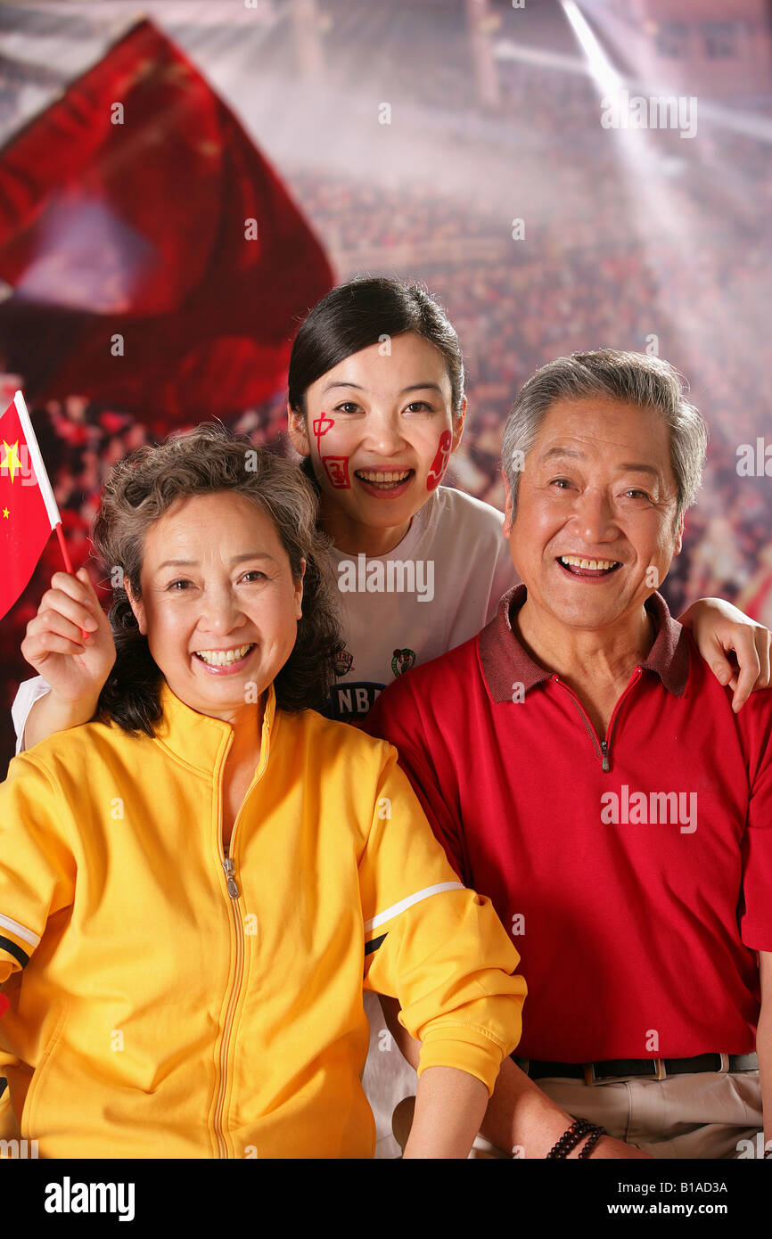 family in stadium and cheering Stock Photo - Alamy