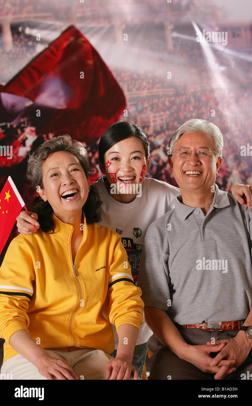 family in stadium and cheering Stock Photo - Alamy