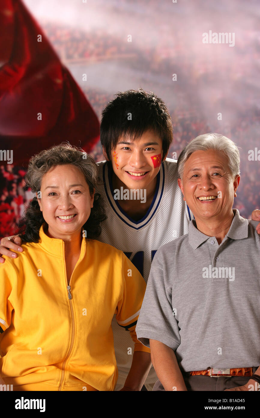 family in stadium and cheering Stock Photo - Alamy