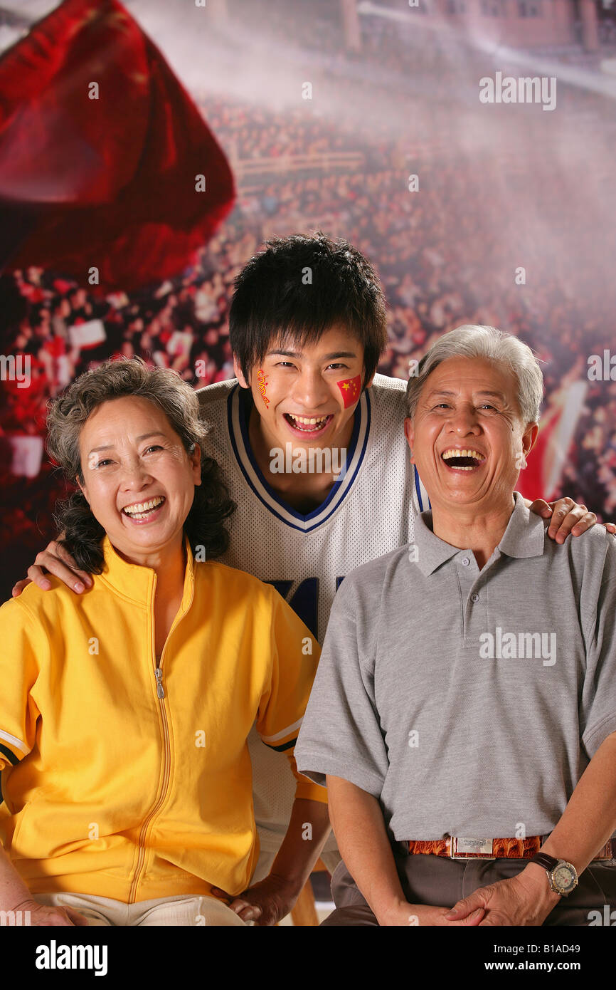 family in stadium and cheering Stock Photo - Alamy