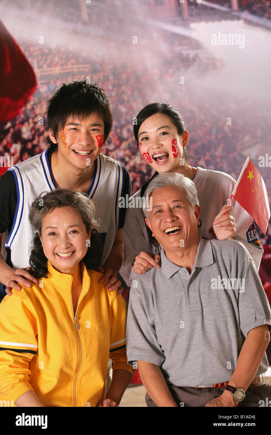 family in stadium and cheering Stock Photo - Alamy