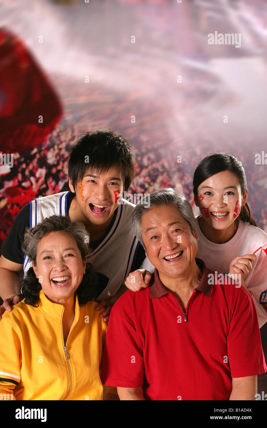 family in stadium and cheering Stock Photo - Alamy