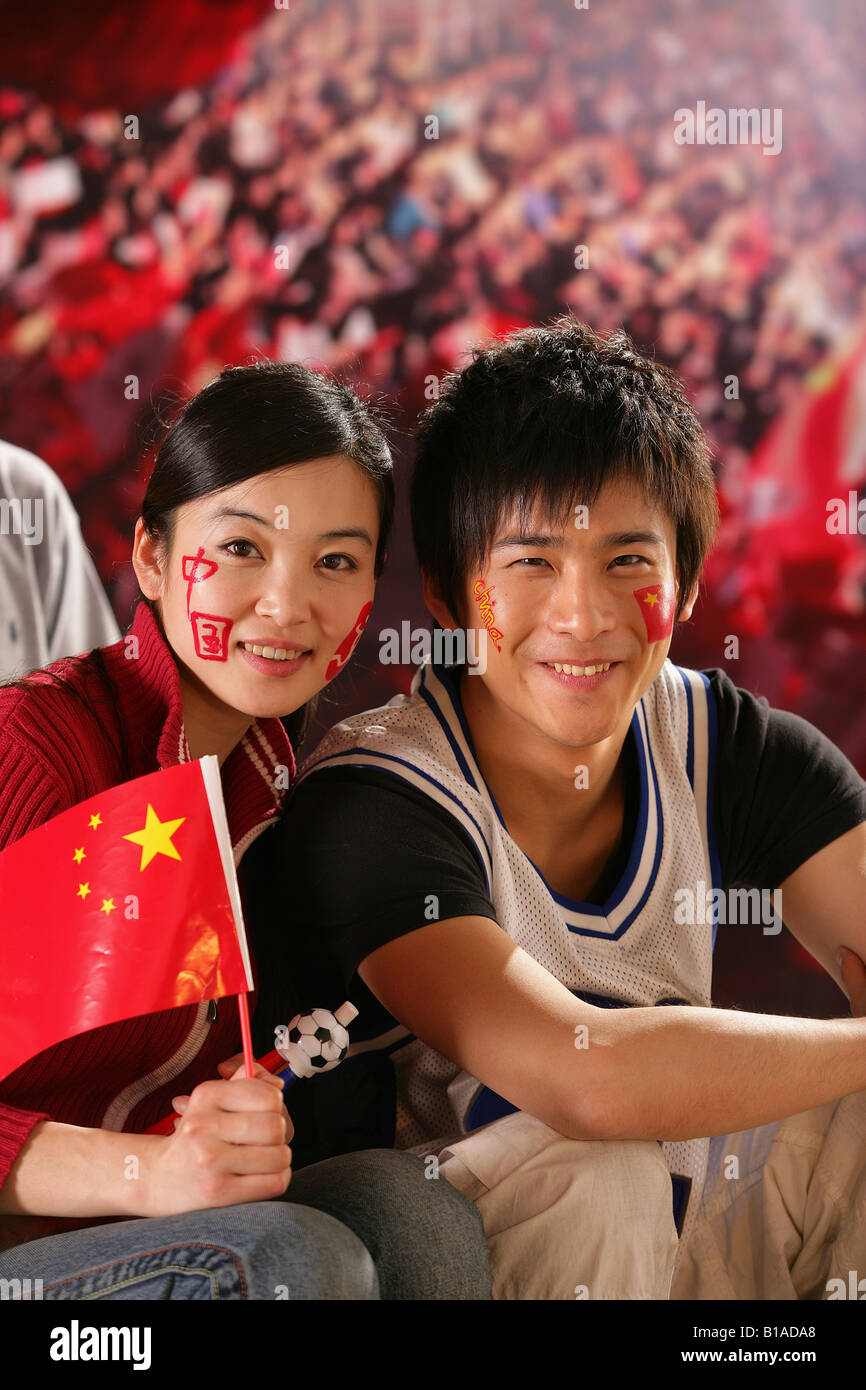 boy and girl cheering together Stock Photo - Alamy