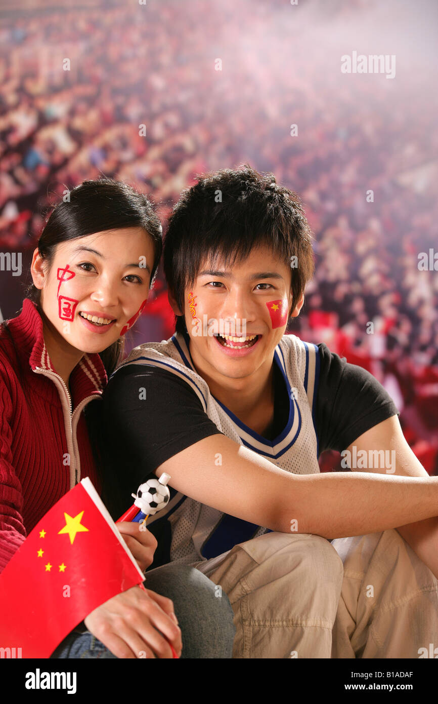boy and girl cheering together Stock Photo - Alamy