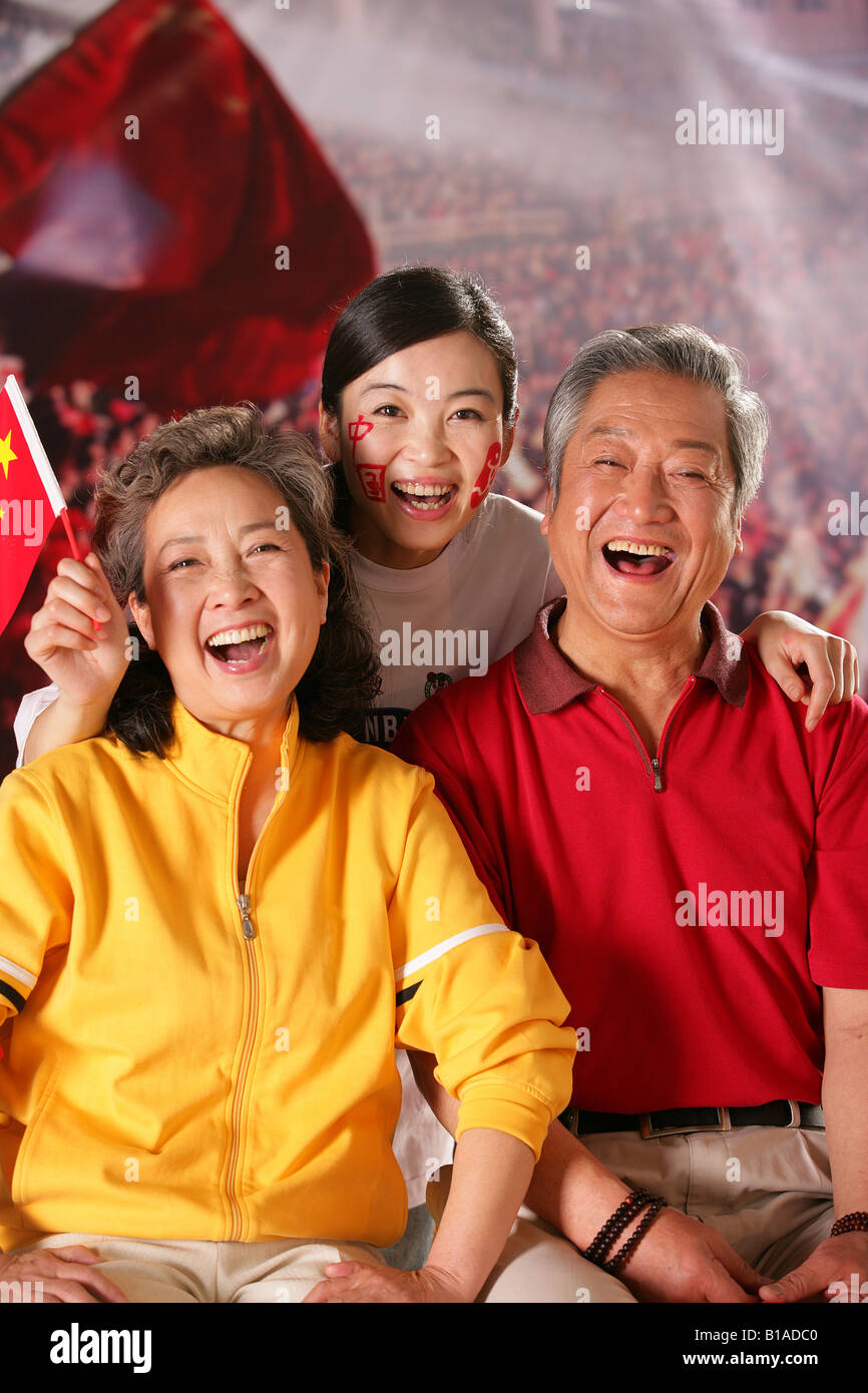 family in stadium and cheering Stock Photo - Alamy