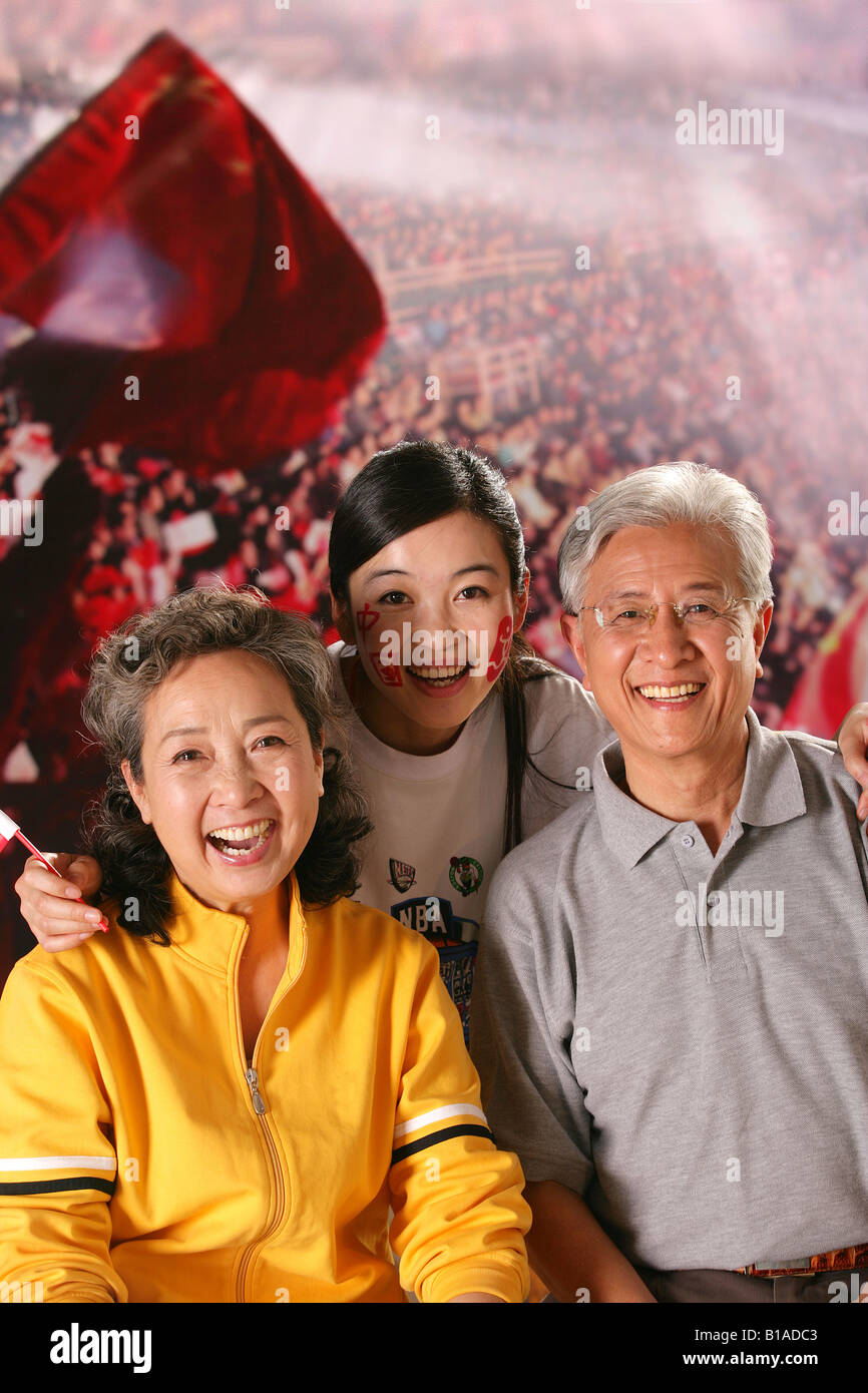 family in stadium and cheering Stock Photo - Alamy
