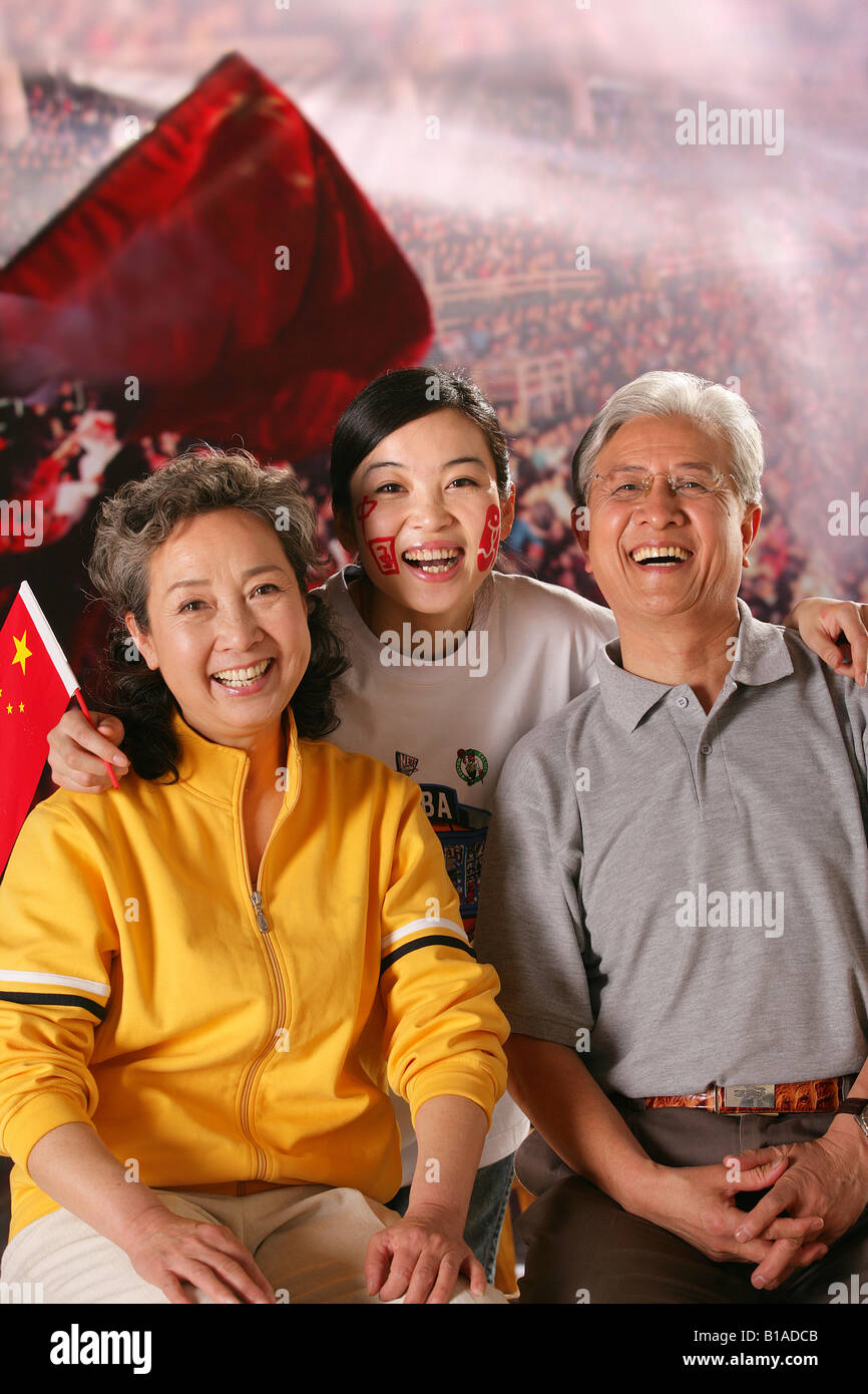 family in stadium and cheering Stock Photo - Alamy