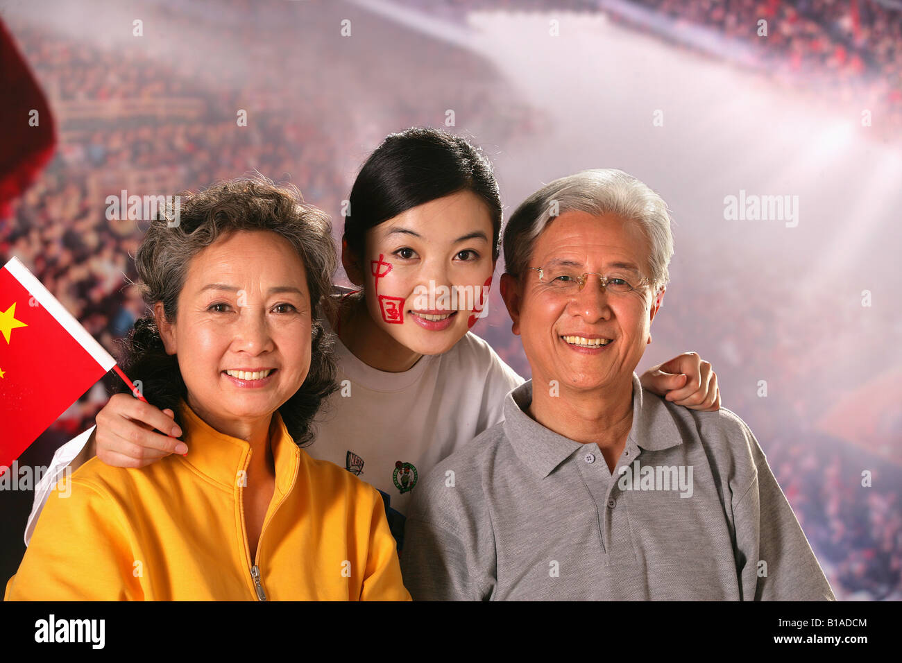 family in stadium and cheering Stock Photo - Alamy