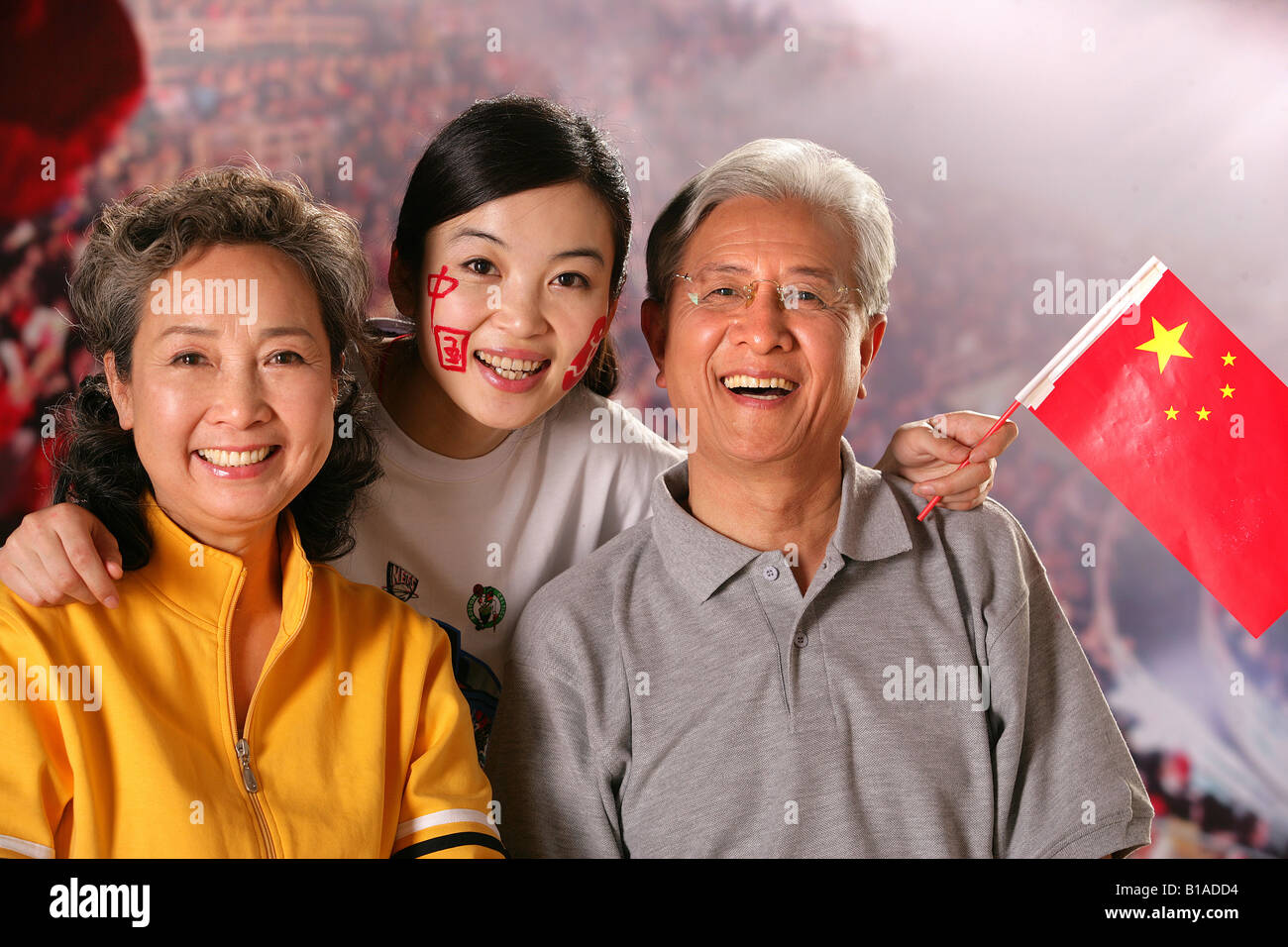 family in stadium and cheering Stock Photo - Alamy