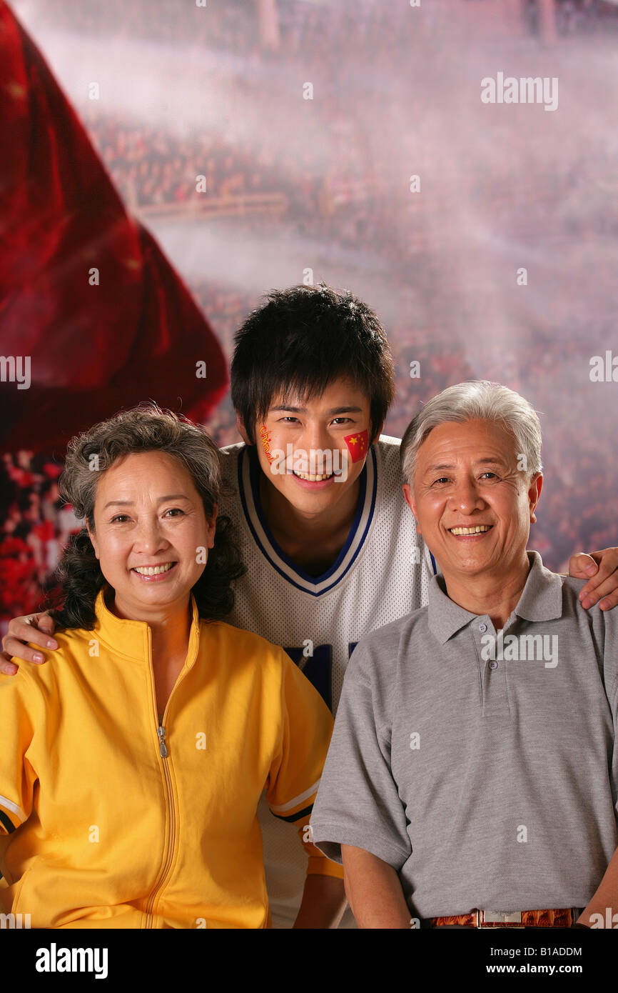 family in stadium and cheering Stock Photo - Alamy