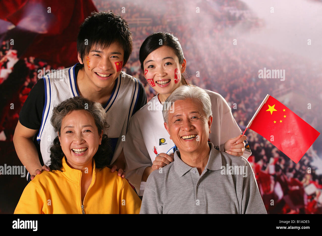 family in stadium and cheering Stock Photo - Alamy