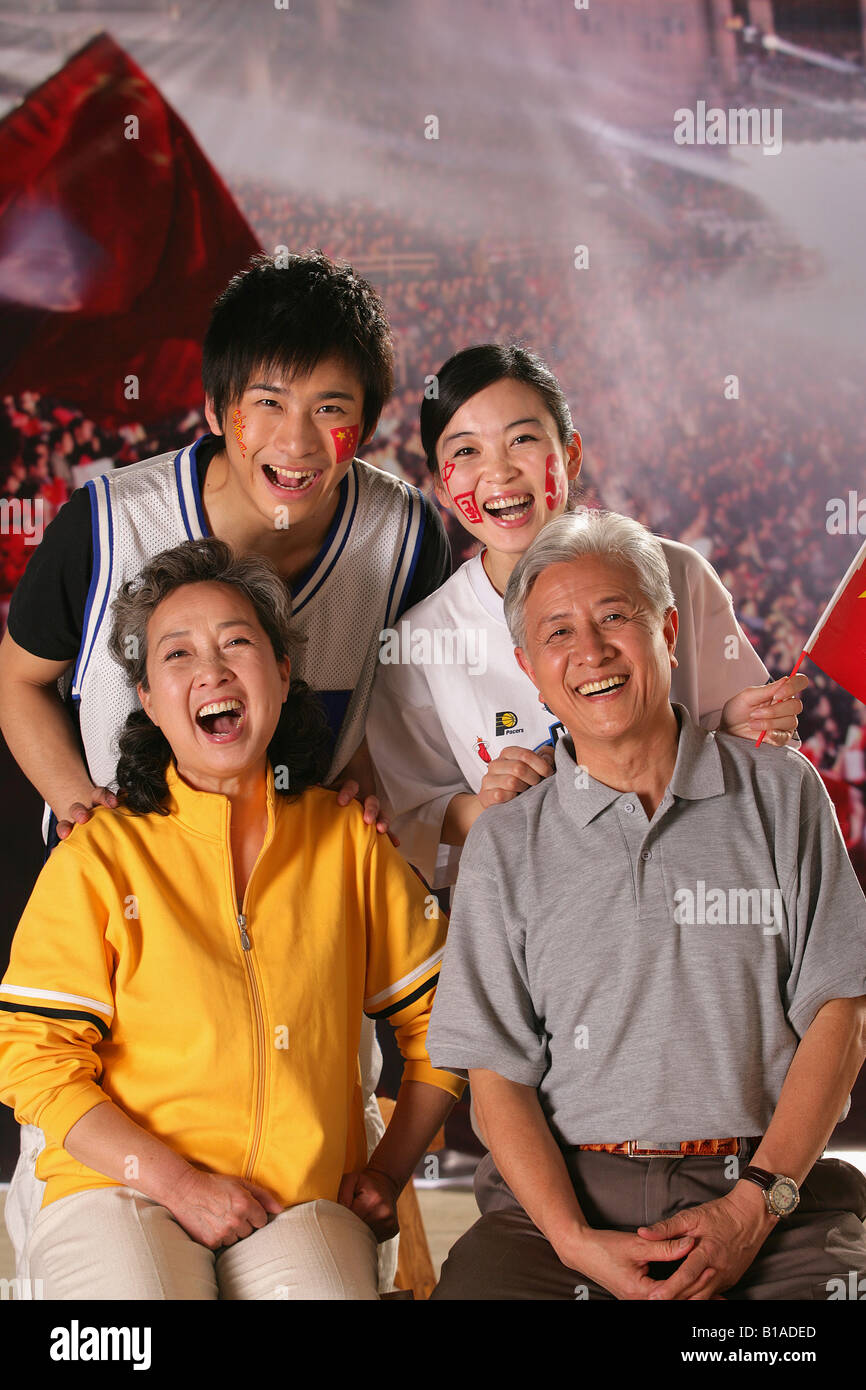 family in stadium and cheering Stock Photo - Alamy