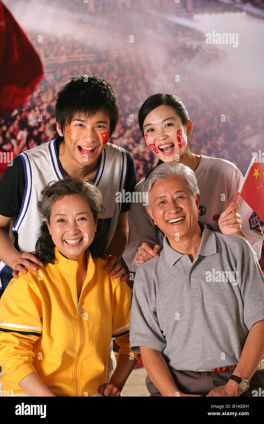 family in stadium and cheering Stock Photo - Alamy