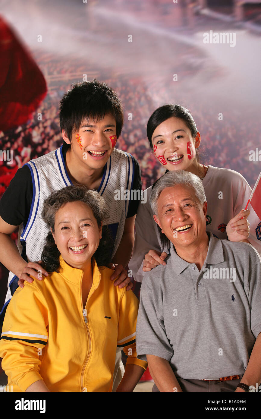 family in stadium and cheering Stock Photo - Alamy