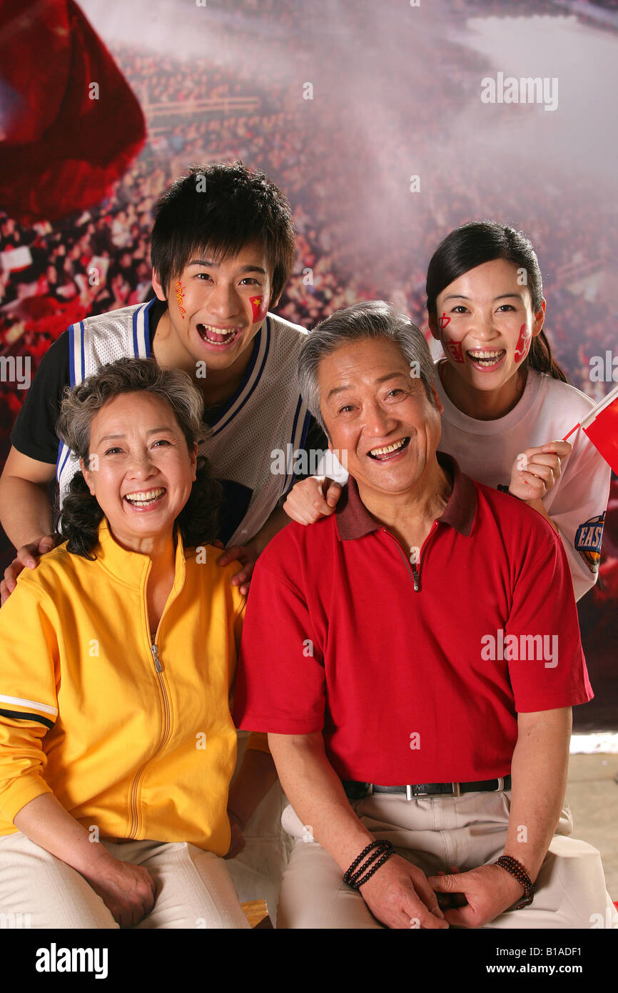 family in stadium and cheering Stock Photo - Alamy