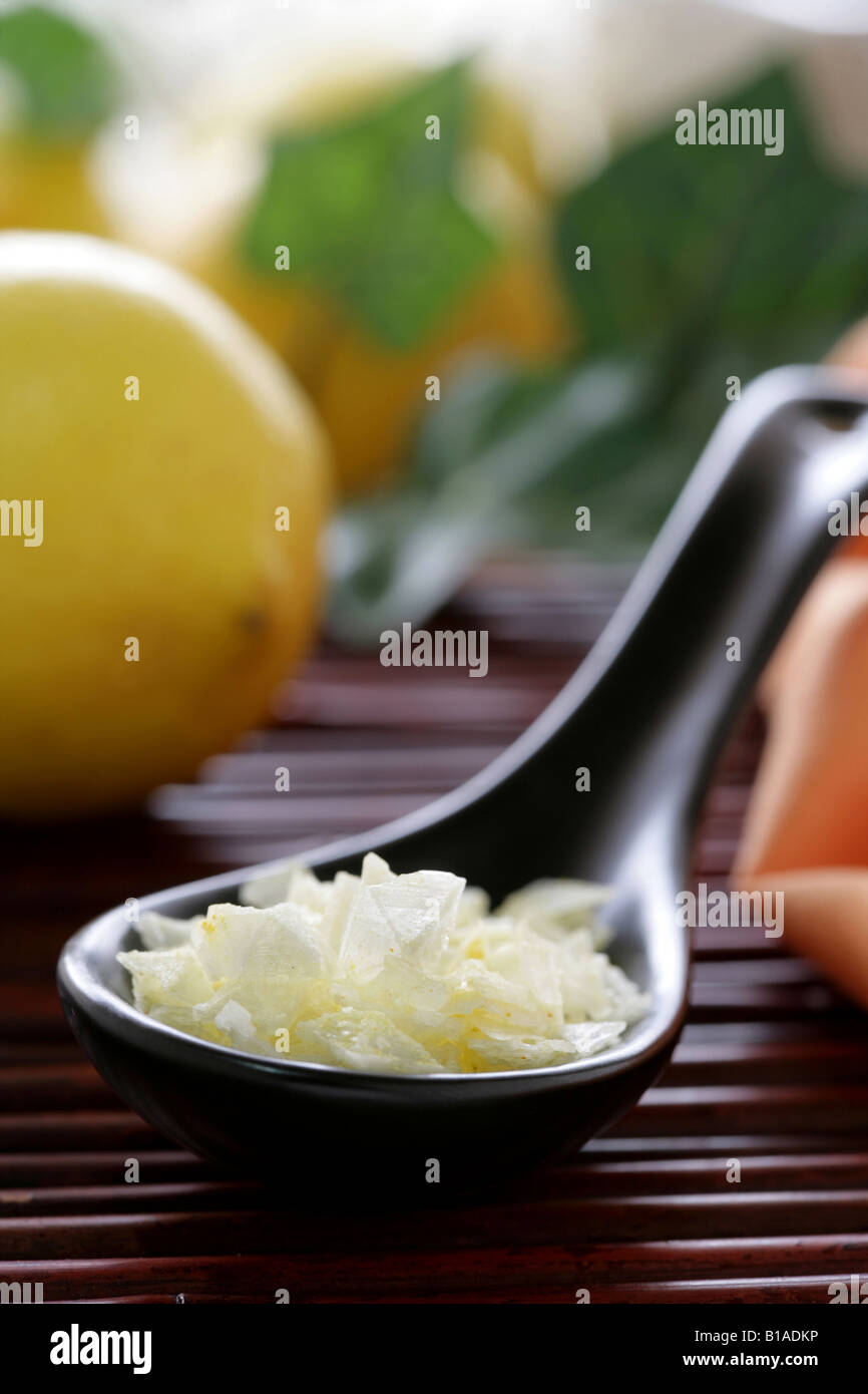 Sea salt flakes with lemon hi-res stock photography and images - Alamy