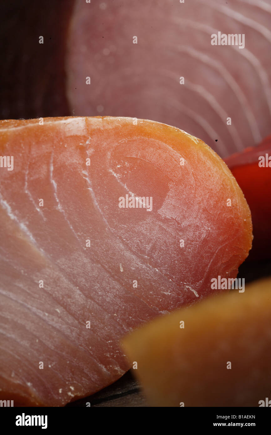 Close-up of spearfish and smoked tuna (vertical Stock Photo - Alamy