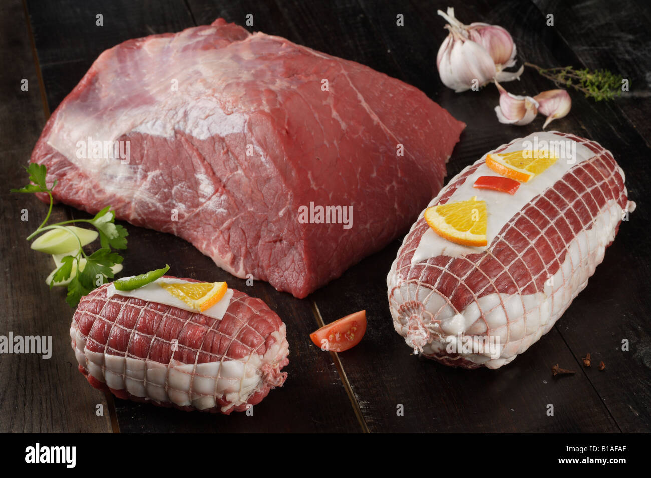 Topside and roti of veal Stock Photo - Alamy