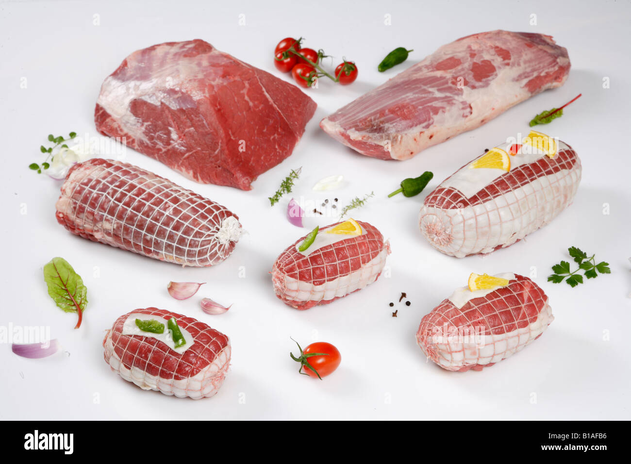 Still life of fresh meats Stock Photo - Alamy