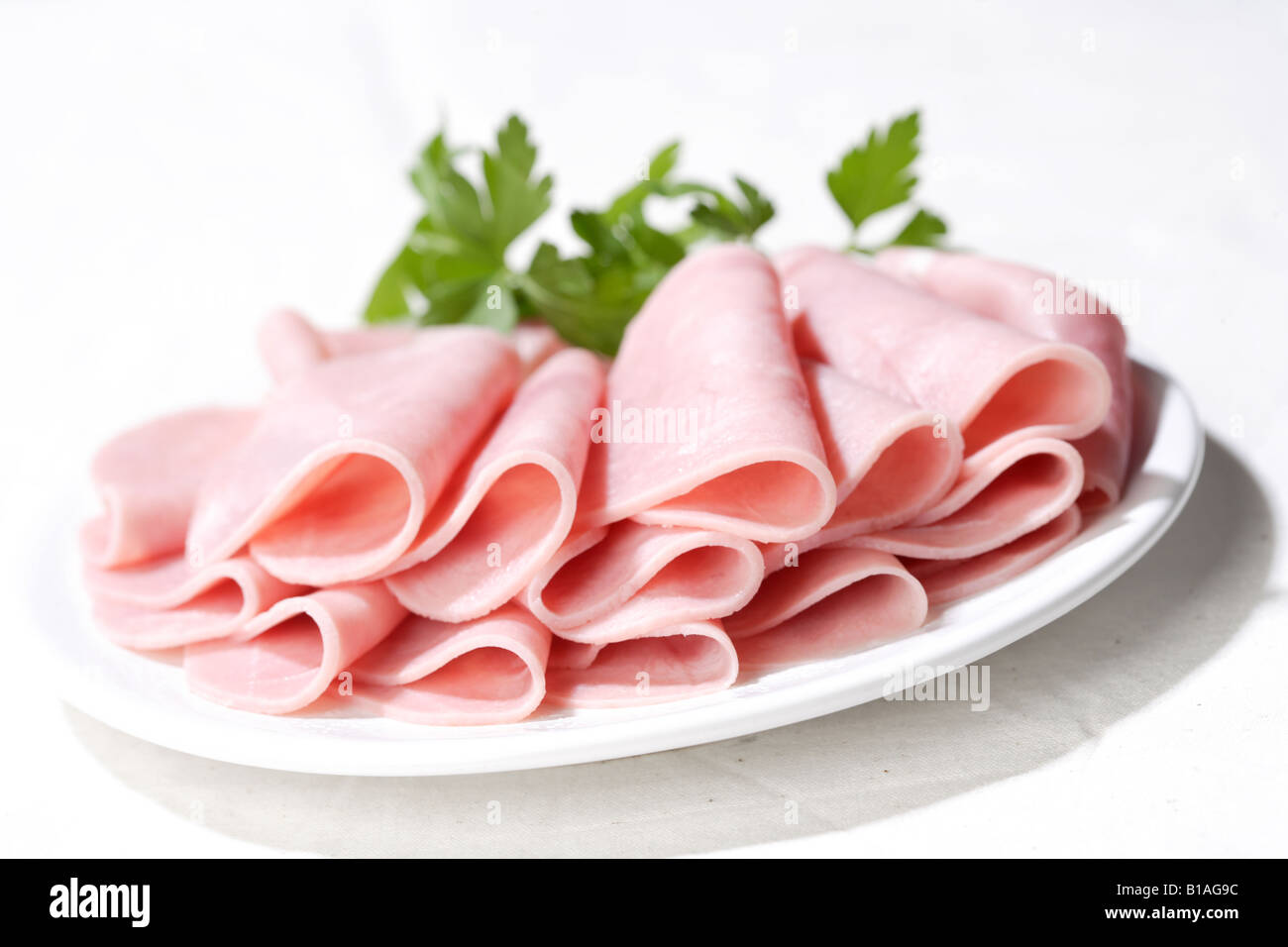 Slices of ham close up Stock Photo - Alamy
