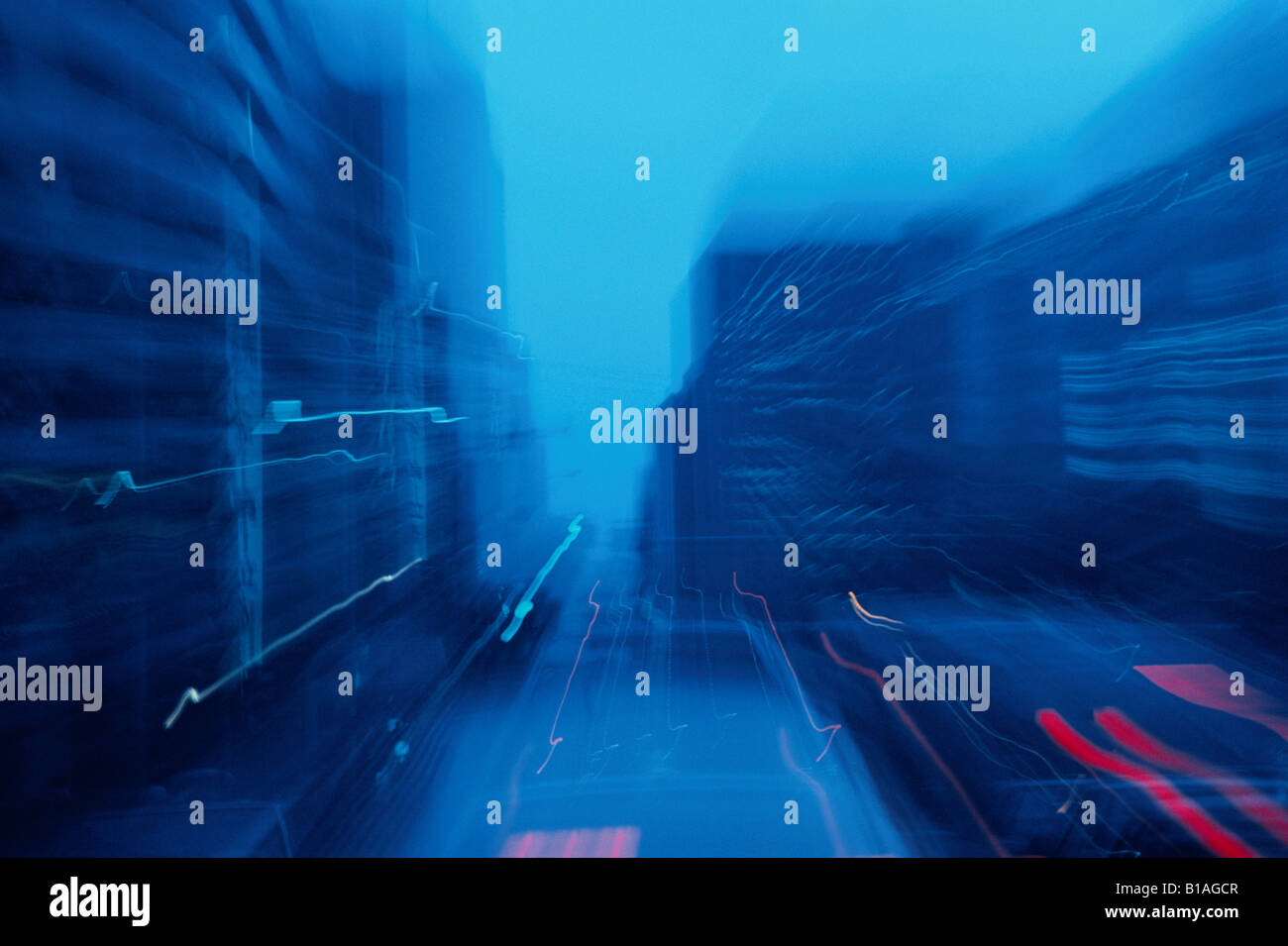 Blurry Street In Blue Stock Photo - Alamy